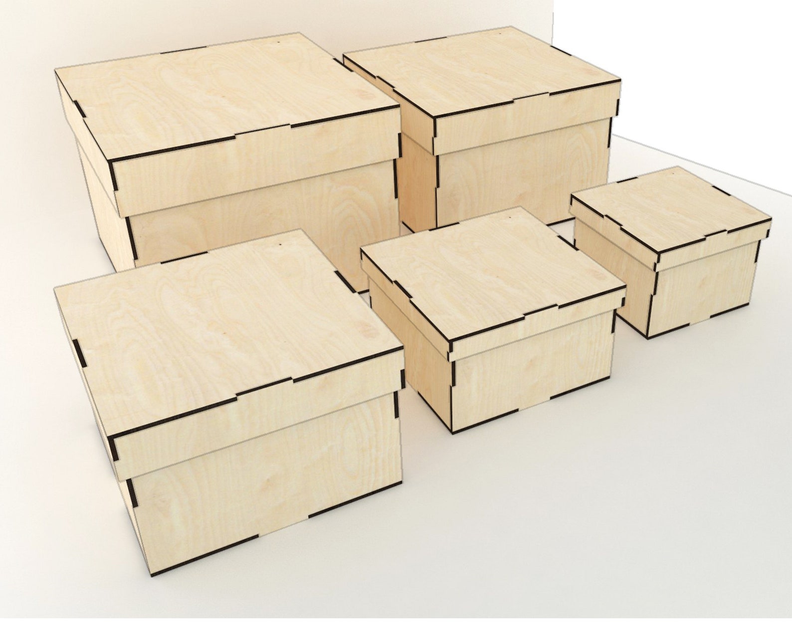 Square box with lid 5 different size for 1/8 or 3.1mm | Etsy