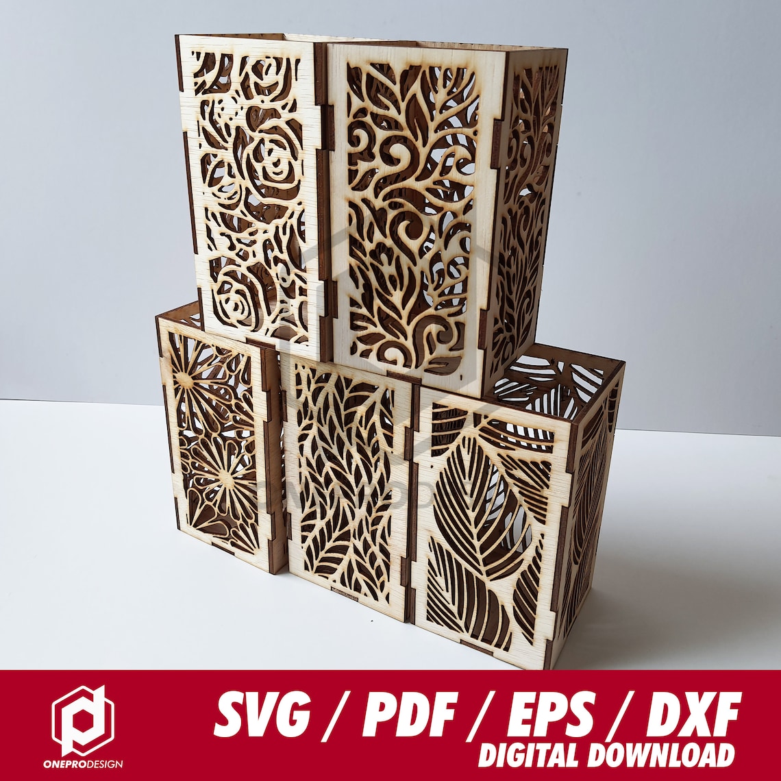 Pencil Holder 5 Designs Svg / Pdf / Eps / Dxf Laser Cut File - Etsy