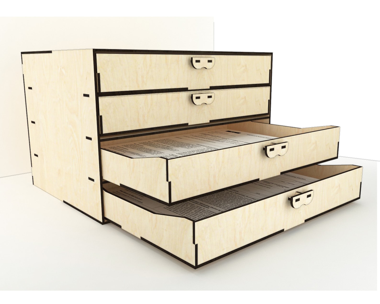 A4 Document Drawer, 4 Tiers, for 1/8" Wood - Svg / Pdf / Eps / Dxf ...