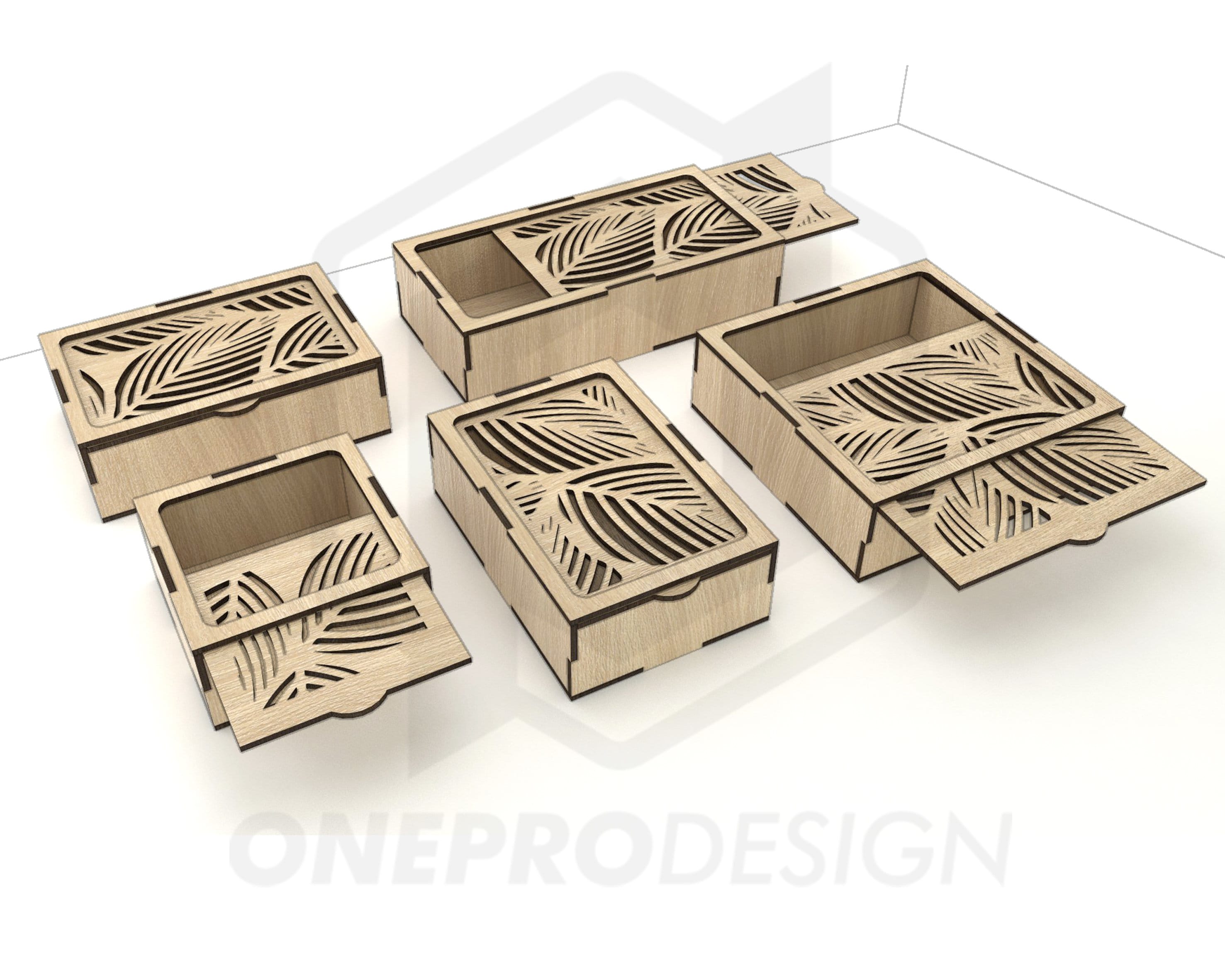 Boxes With Slide Leaf Pattern Lid 5 Sizes for 1/8 or - Etsy