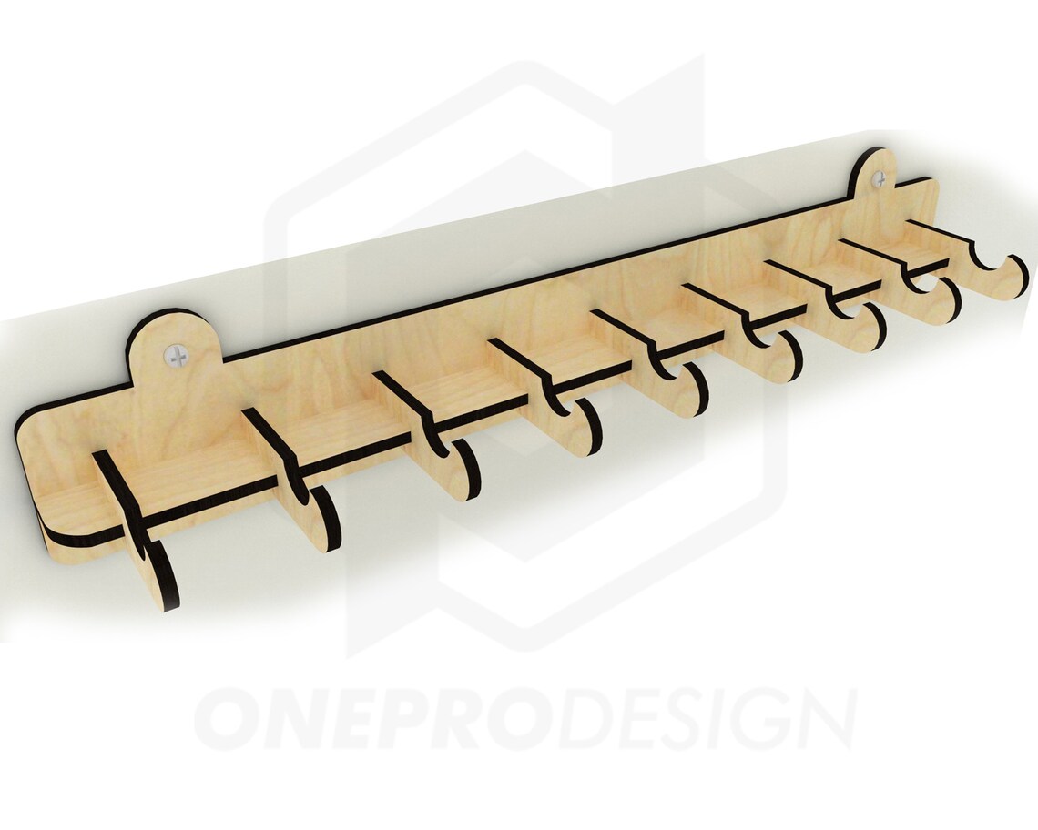 Wooden hook rack for 1/8 or 3.1 mm wood Svg / Pdf / | Etsy