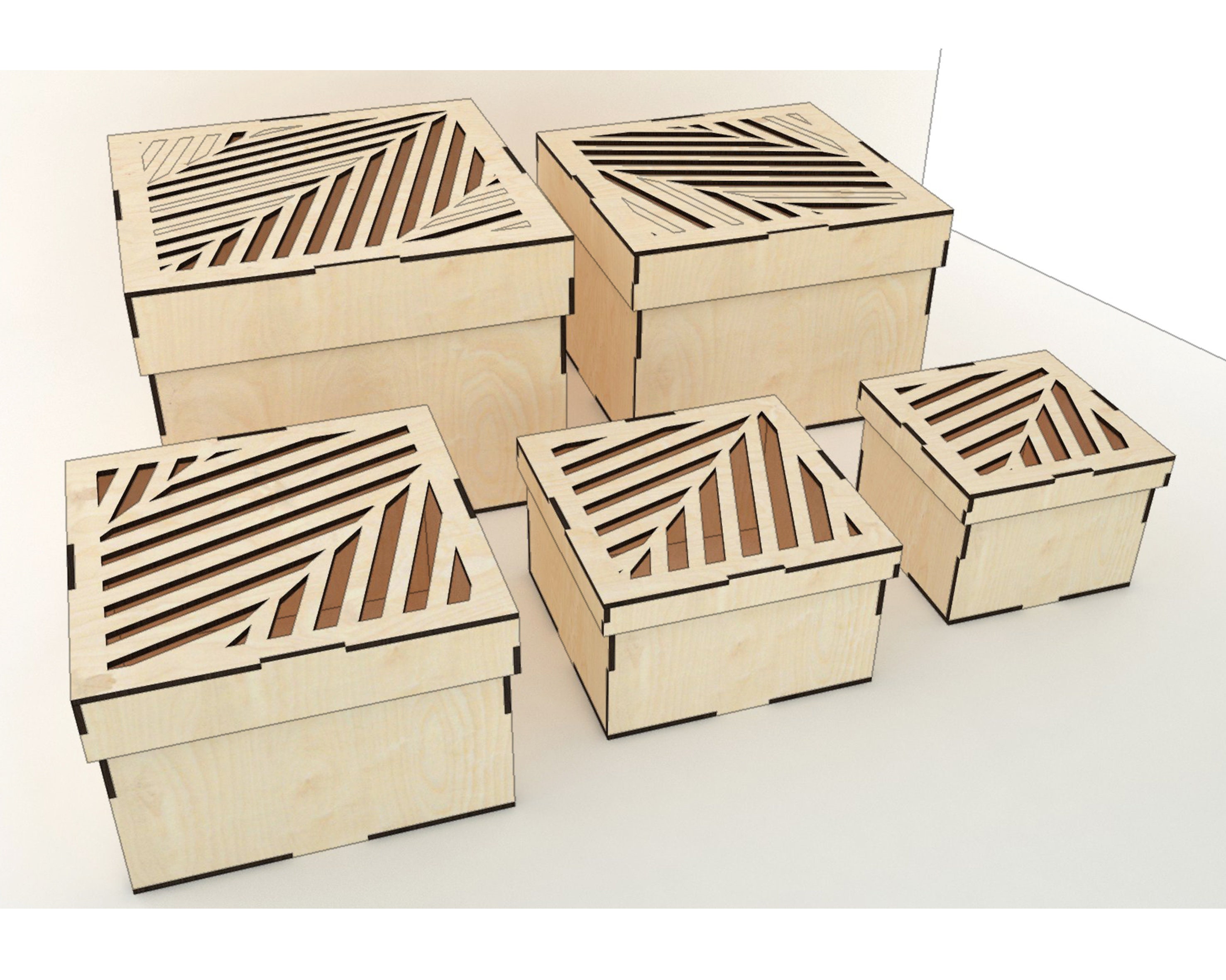 Square Box With Pattern 5 Different Size for 1/8 or | Etsy