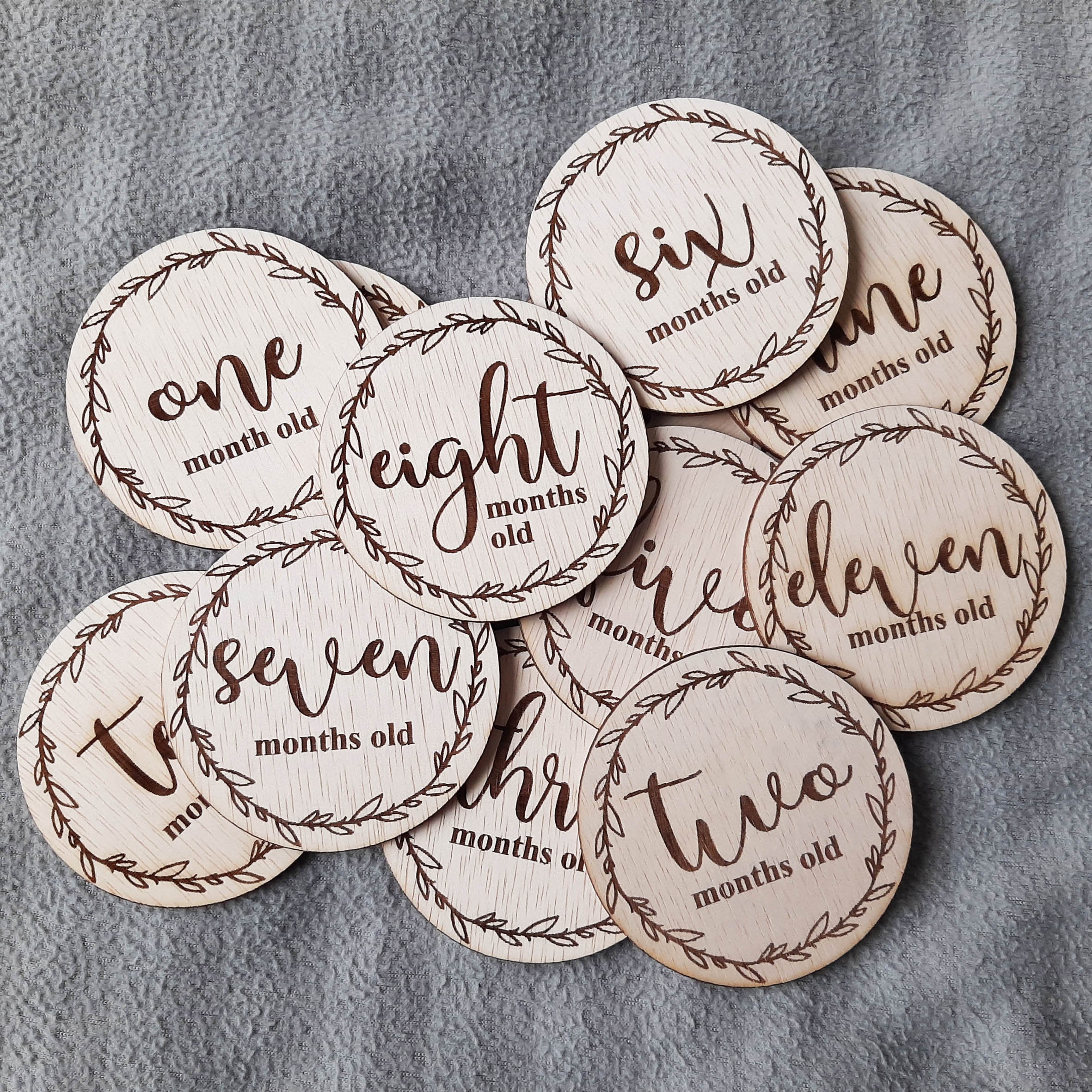 Wooden Baby Milestone Circle Leaf Svg / Pdf / Eps / Dxf - Etsy