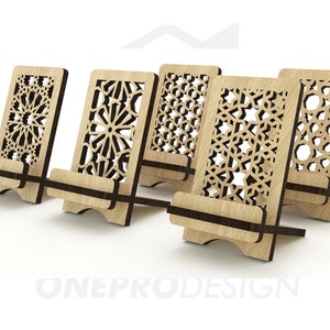 Phone Stand, 5 Different Geometric Design, for 1/8" and 1/4" Thk Wood ...