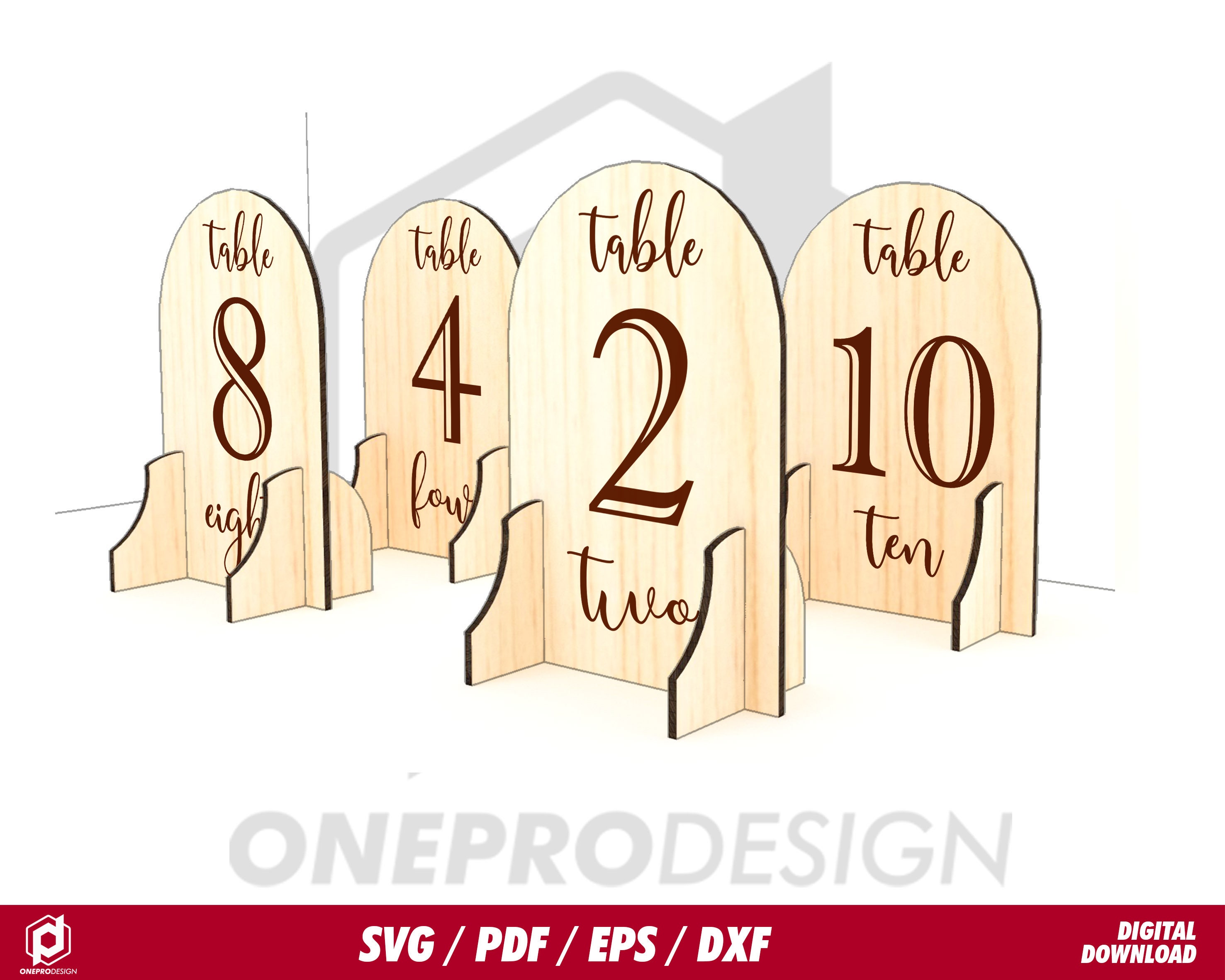 Table Signage for Wedding and Event - Svg / Pdf / Eps / Dxf Laser Cut ...