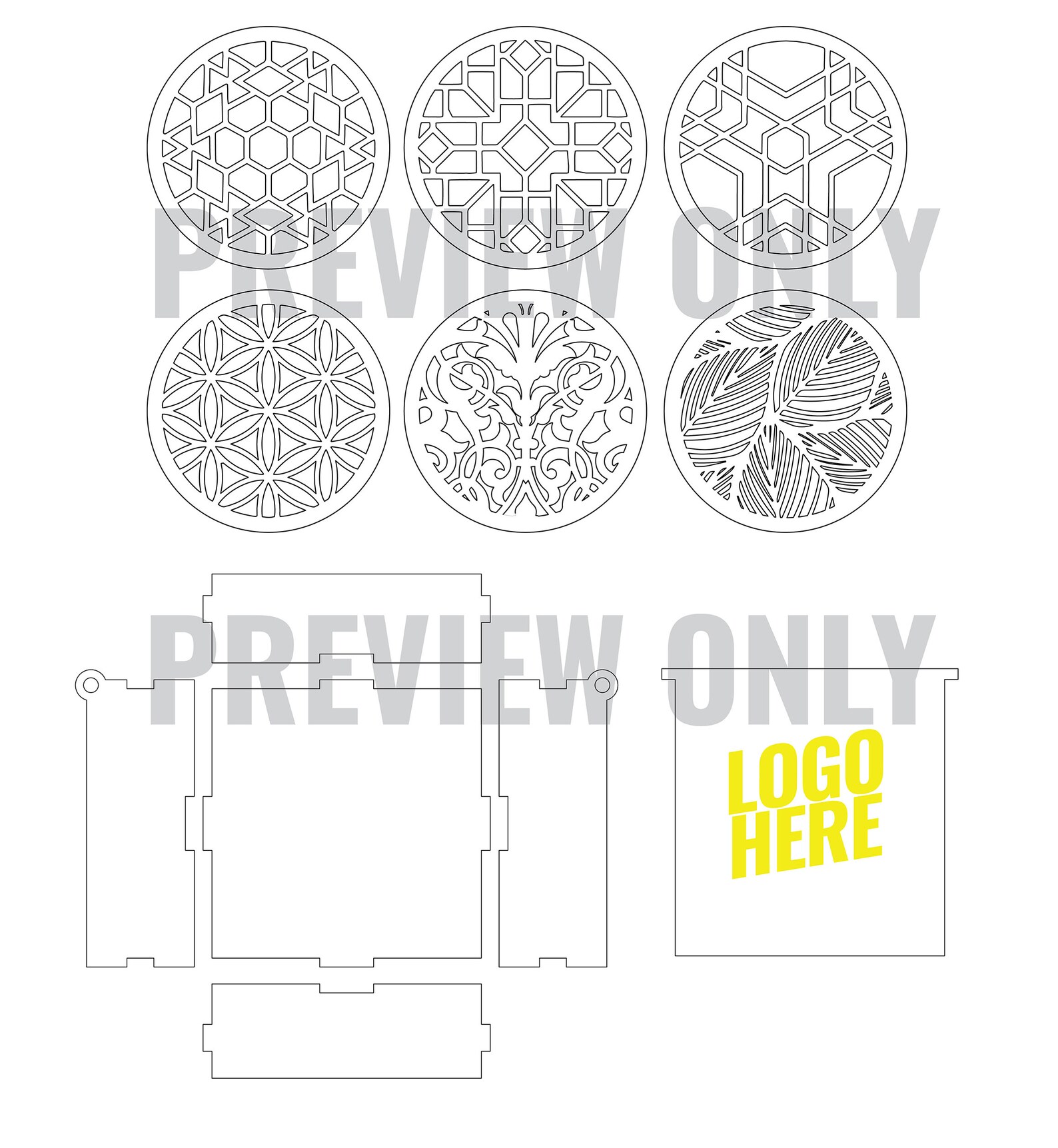 6 Design Coaster With Box 10cm X 10cm X 3.5cm Svg / PDF / | Etsy