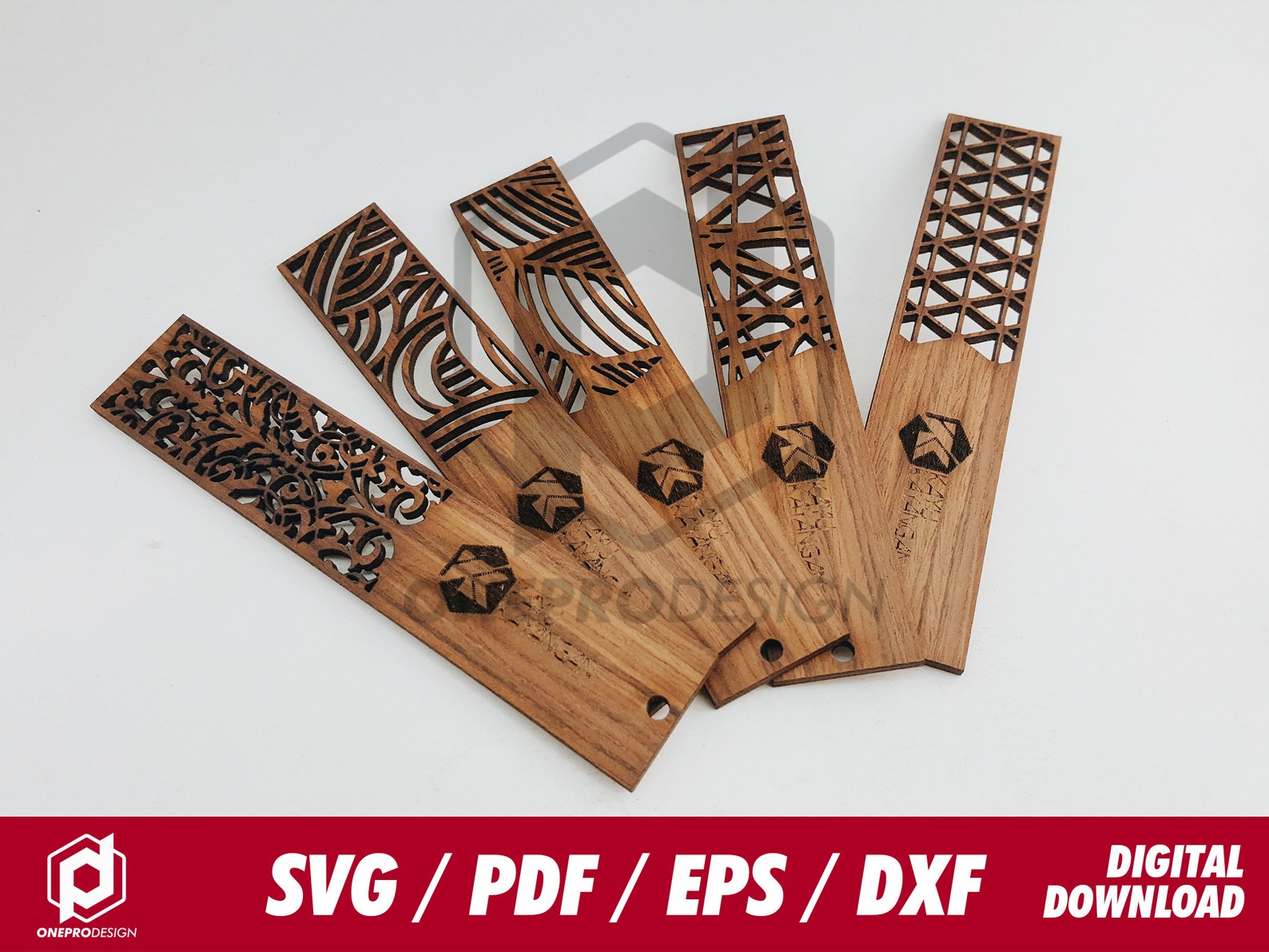 Bookmarks 5 Design 16cm X 3.2cm Svg / Pdf / Eps / Dxf - Etsy