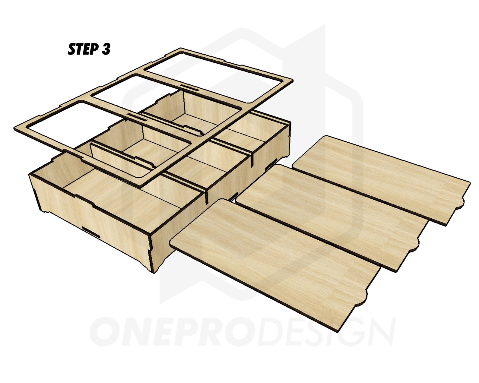 Boxes Slid Lid With 3 Compartment, 2 Sizes, for 1/8" or 3.1mm Thk Wood ...