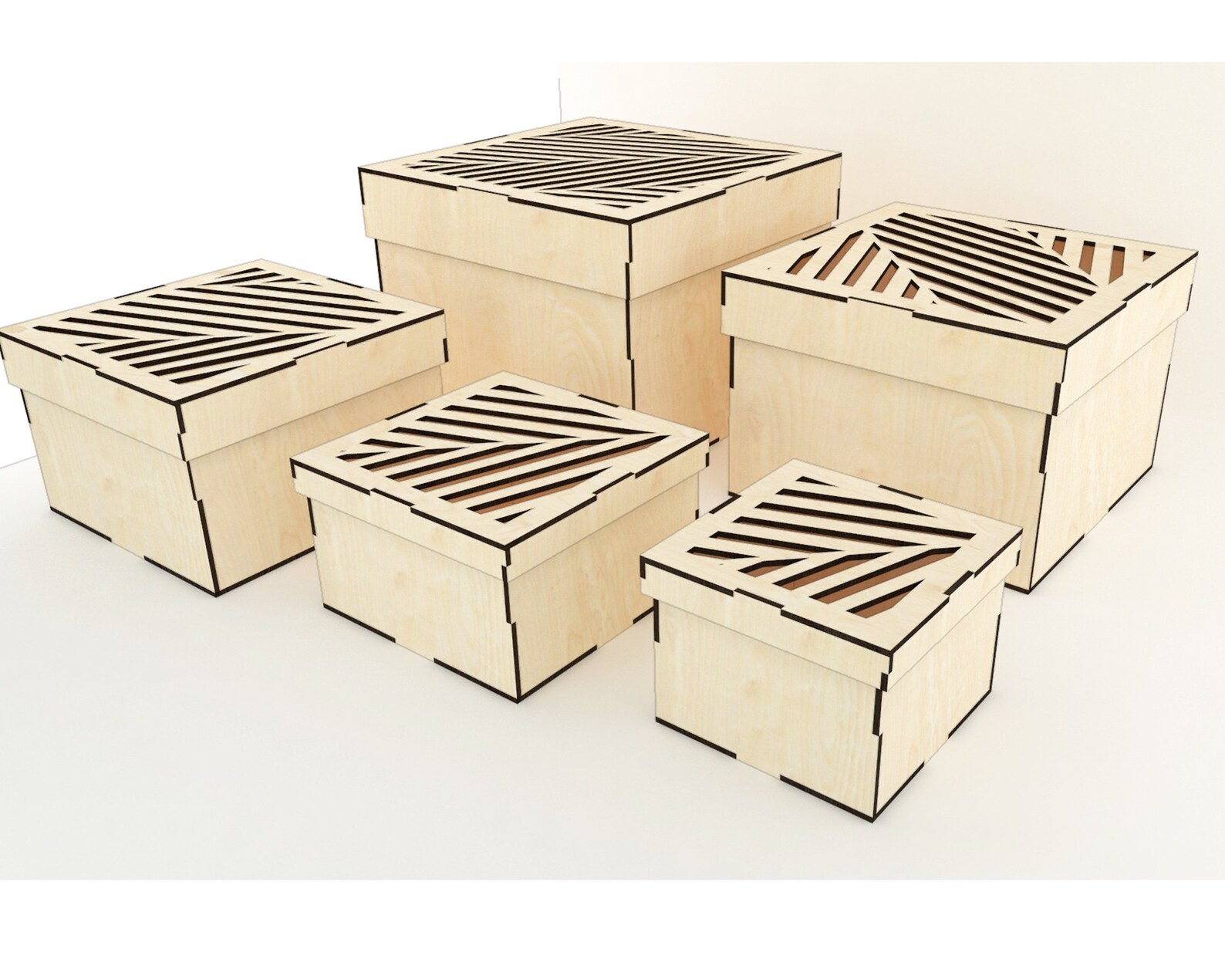 Square Box With Pattern 5 Different Size for 1/8 or | Etsy