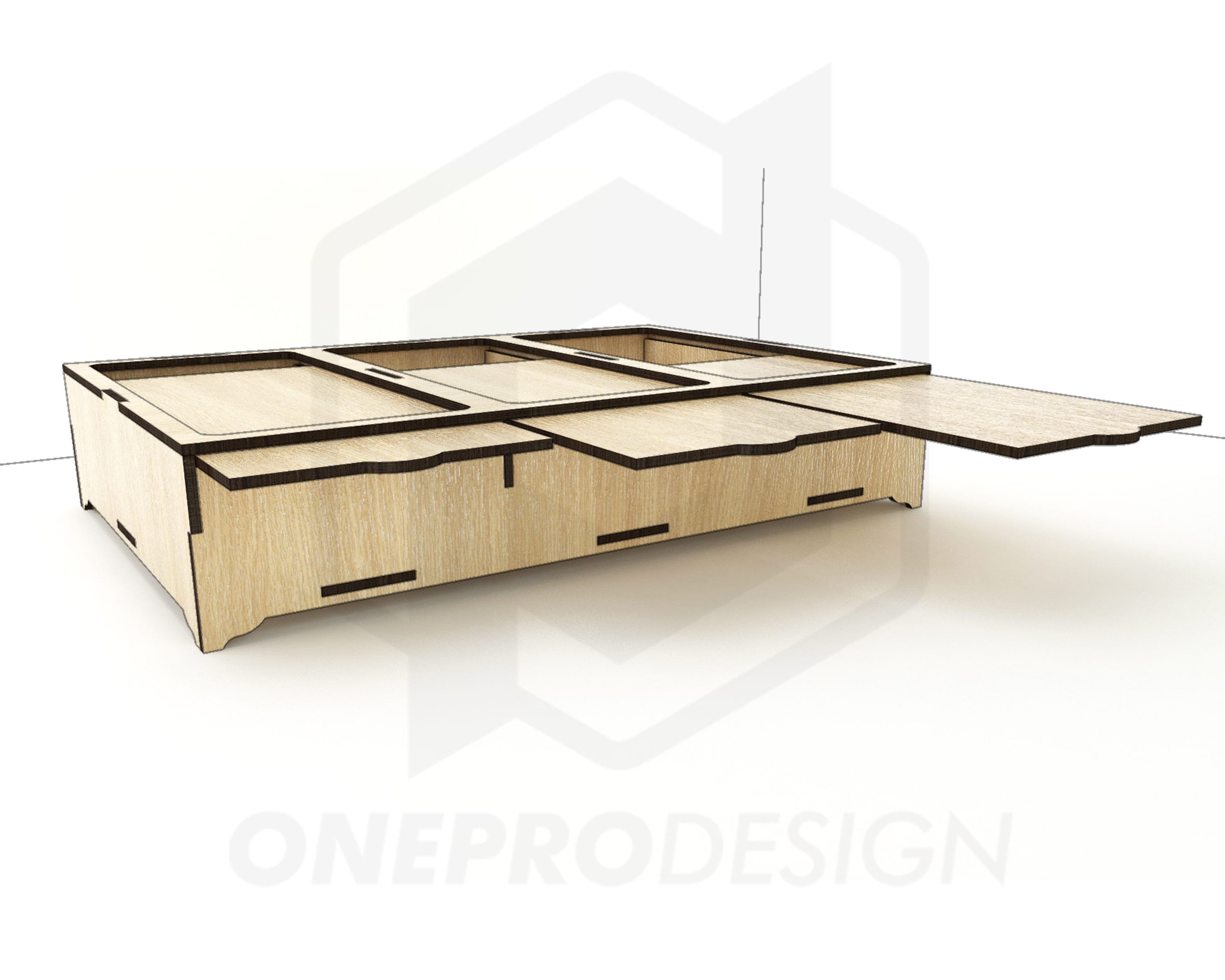 Boxes Slid Lid With 3 Compartment, 2 Sizes, for 1/8" or 3.1mm Thk Wood ...