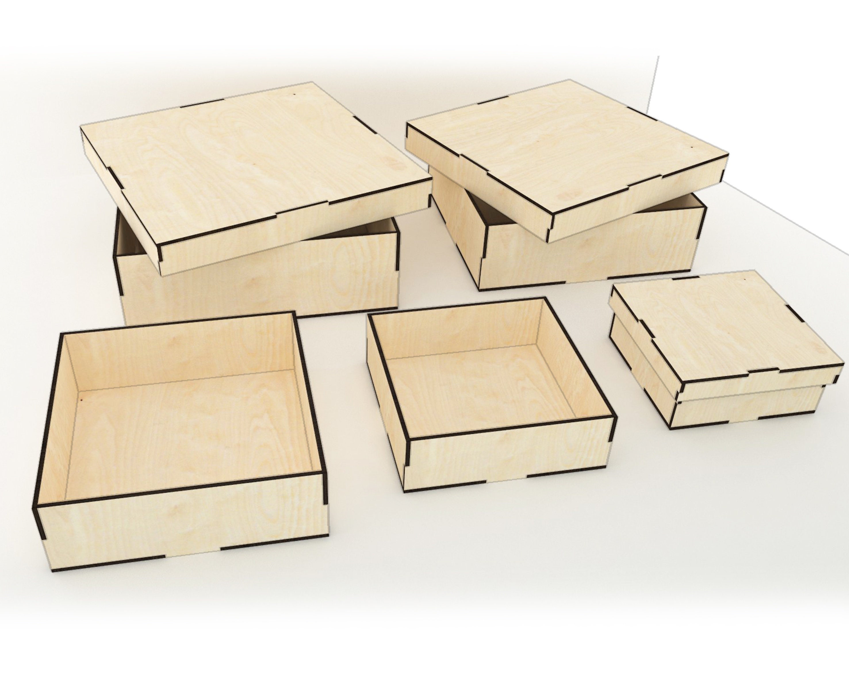 Square Box With Lid 5 Different Size for 1/8 or 3.1mm | Etsy