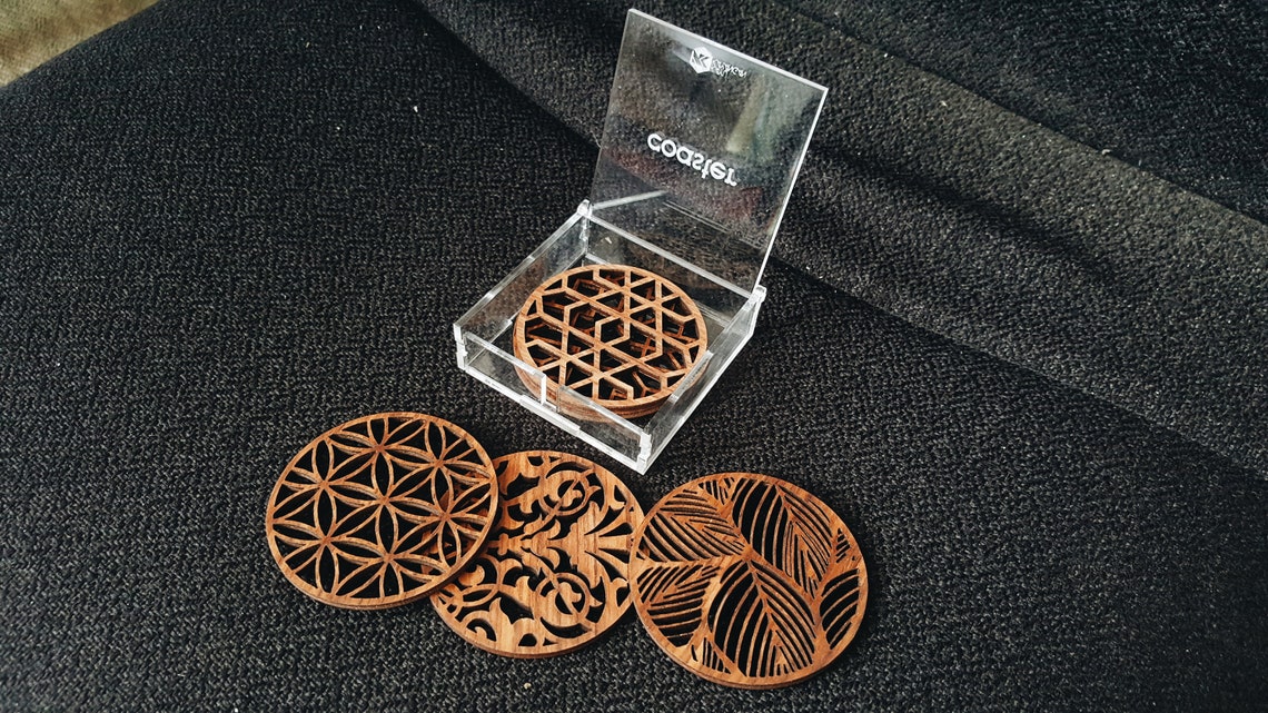 6 Design Coaster With Box 10cm X 10cm X 3.5cm Svg / PDF / | Etsy