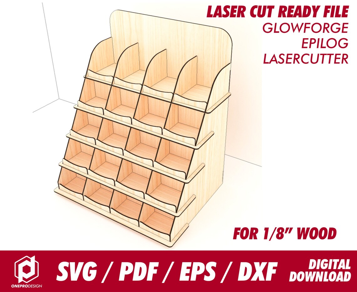 Display Shelf 20 Slots File for 1/8 Wood Svg / Pdf / - Etsy