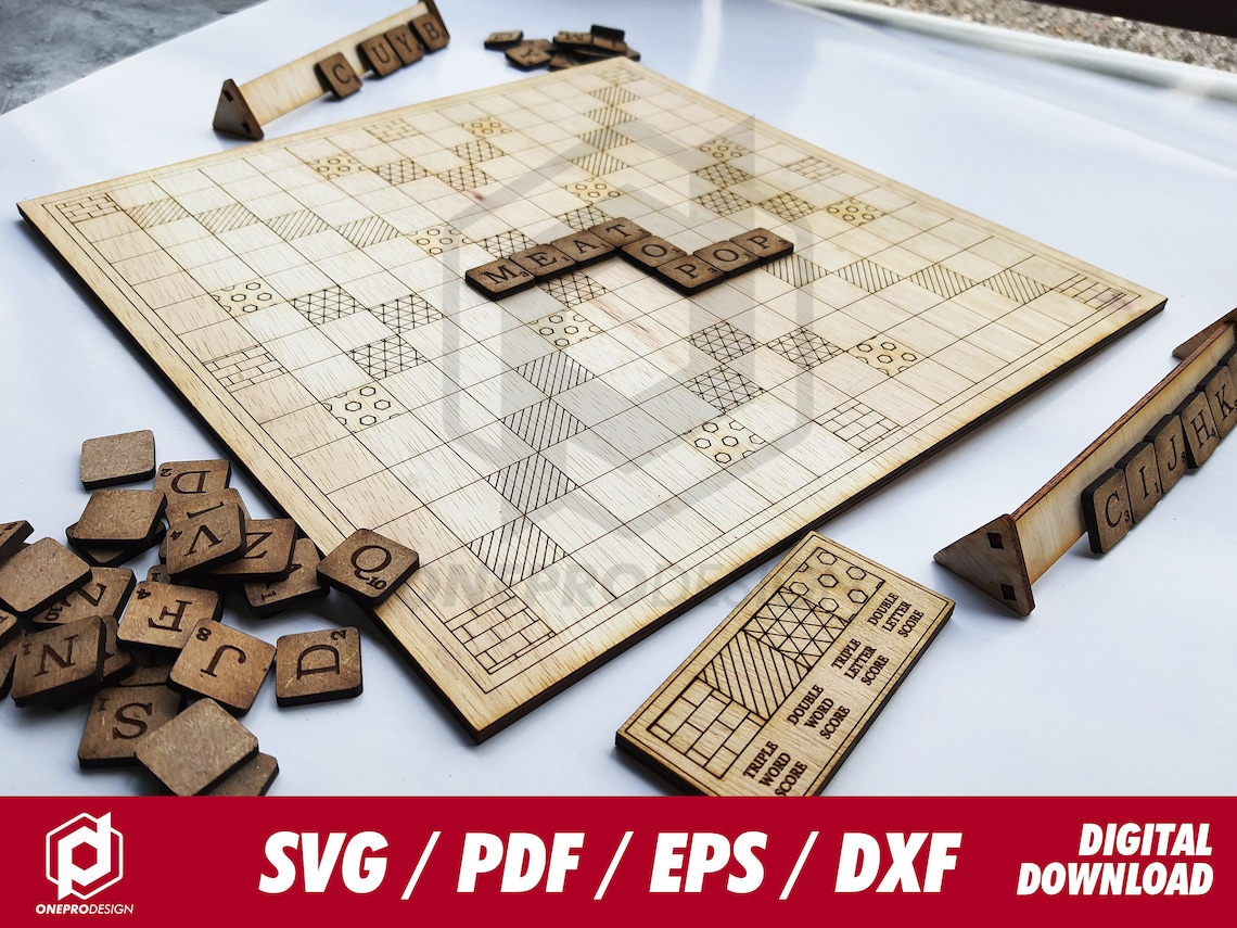 Scrabble Board Game - Svg / Pdf / Eps / Dxf Laser Cut File - Instant ...