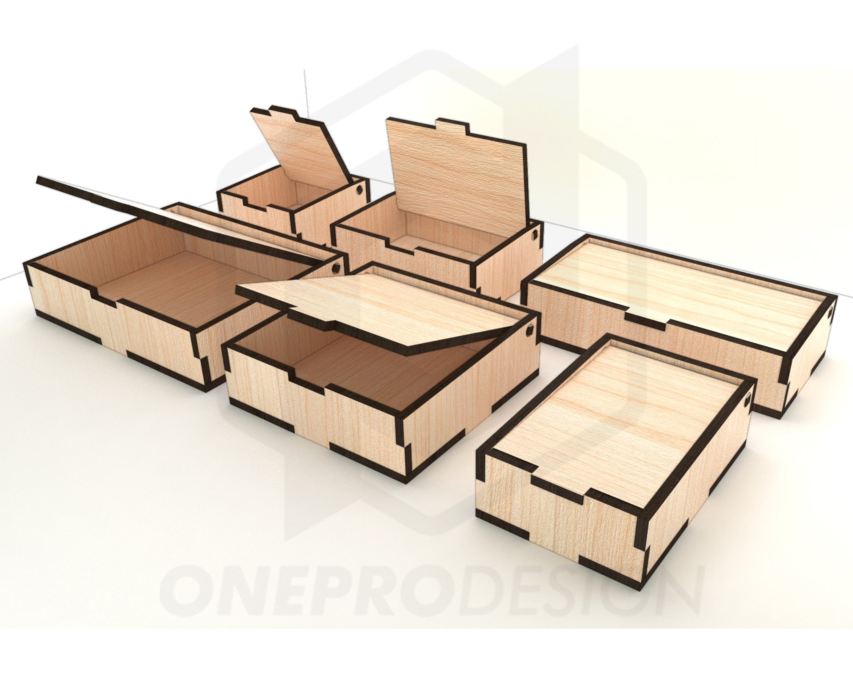 Boxes With Flip Lid 6 Different Size for 1/4 Thk Wood - Etsy