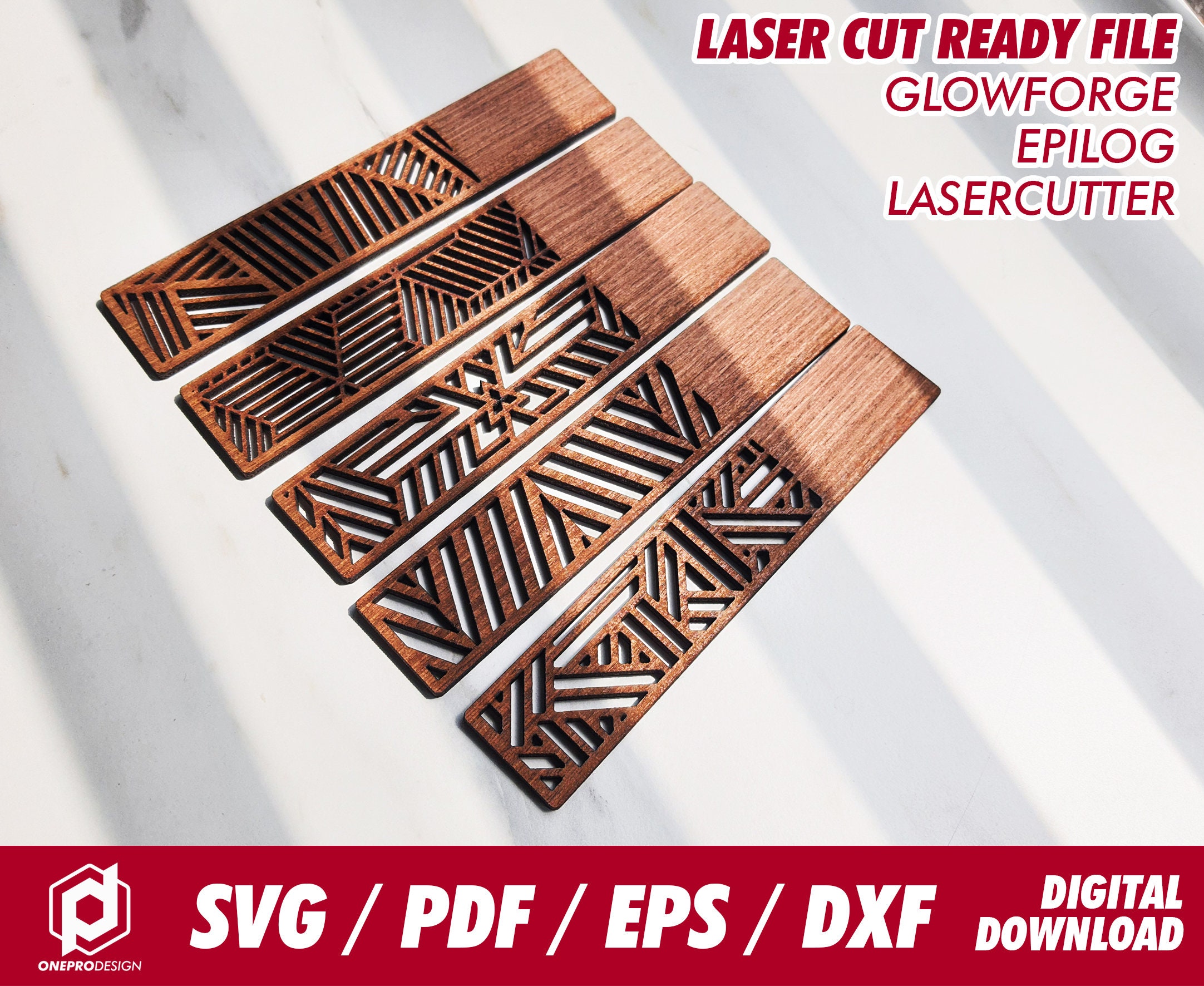 Bookmarks Line Pattern Geometry 5 Designs Svg / Pdf / Eps / | Etsy