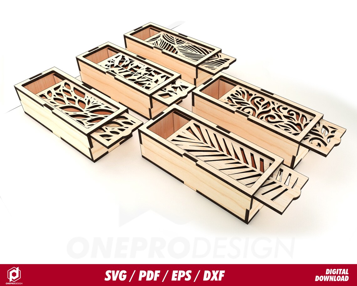 Boxes With Slide Lid 5 Different Pattern for 1/4 or - Etsy