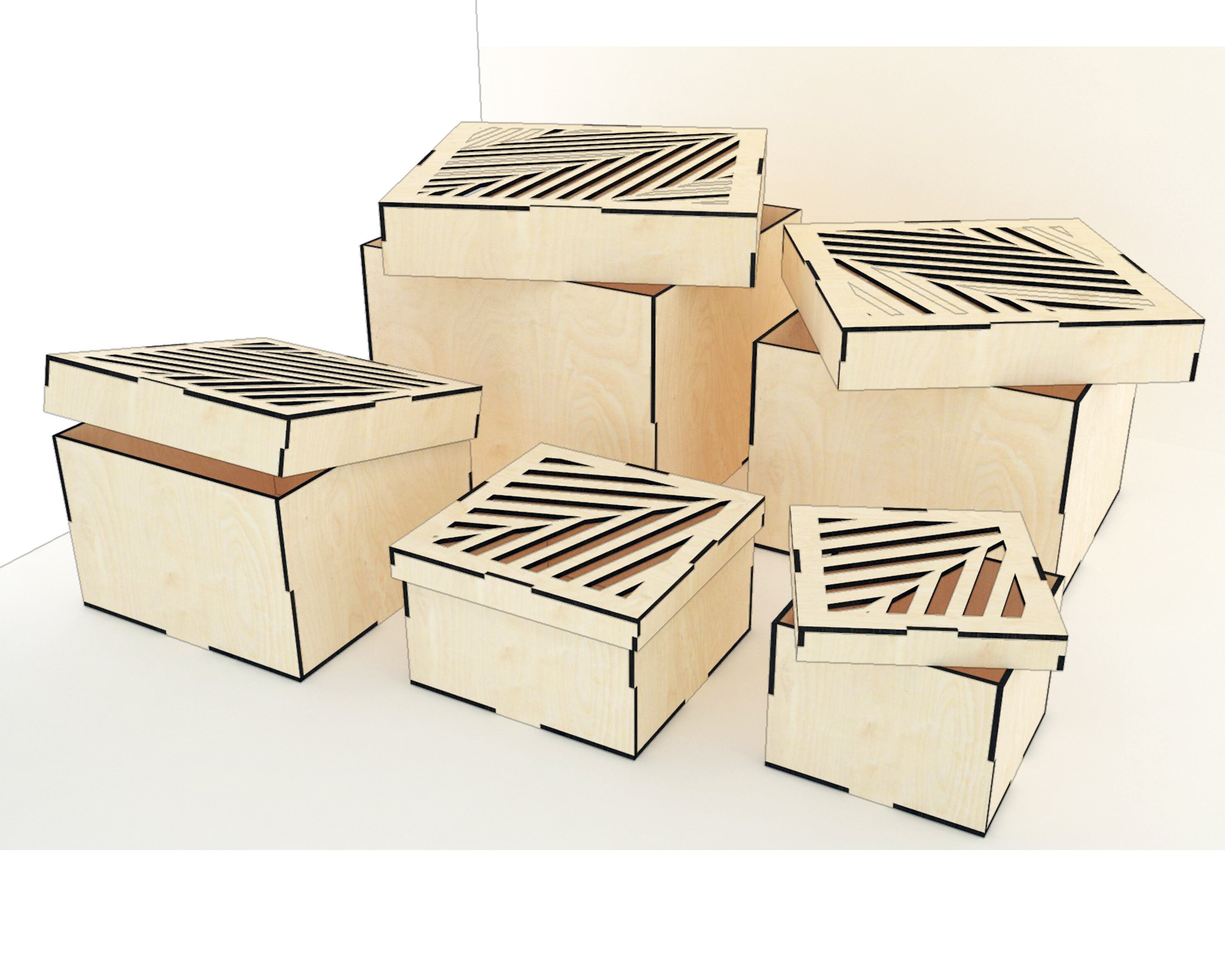 Square Box With Pattern 5 Different Size for 1/8 or | Etsy