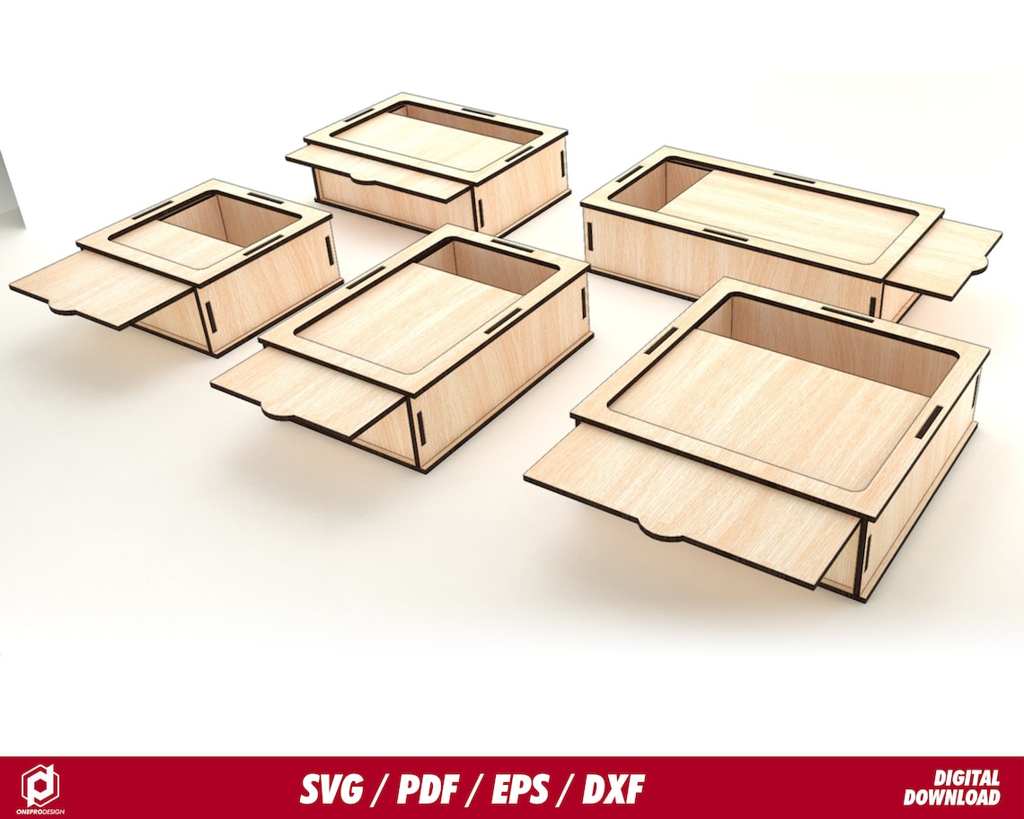 Boxes With Slide Lid new Design 5 Sizes for 1/8 Wood - Etsy