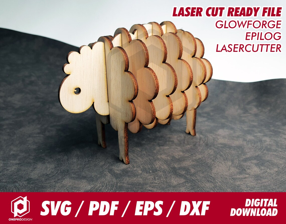 Sheep Coaster Wood - Svg / Pdf / Eps / Dxf- Laser Cut File / Glowforge ...