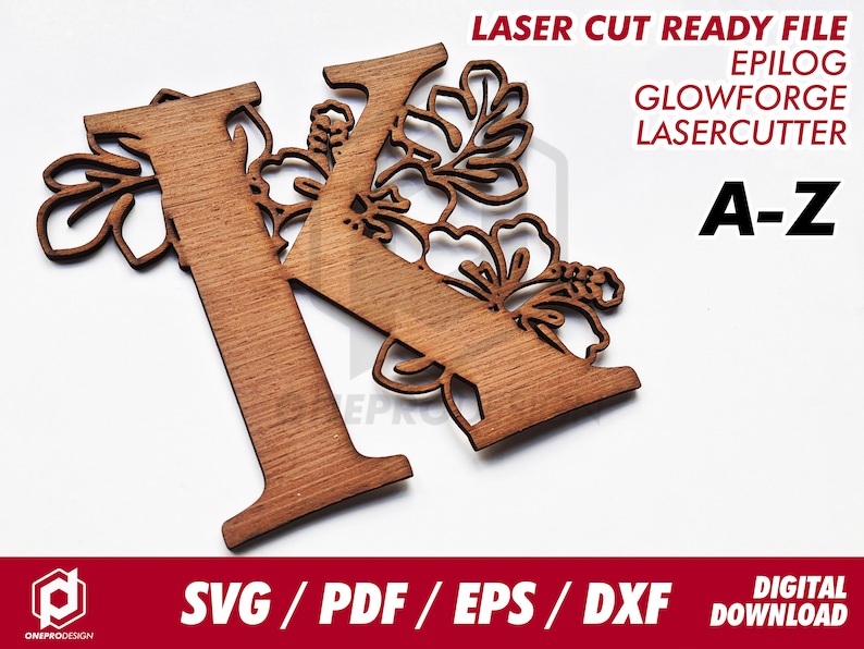 Full Alphabet Monogram, Hibiscus Flower Design 26 Letters - Svg / Pdf ...