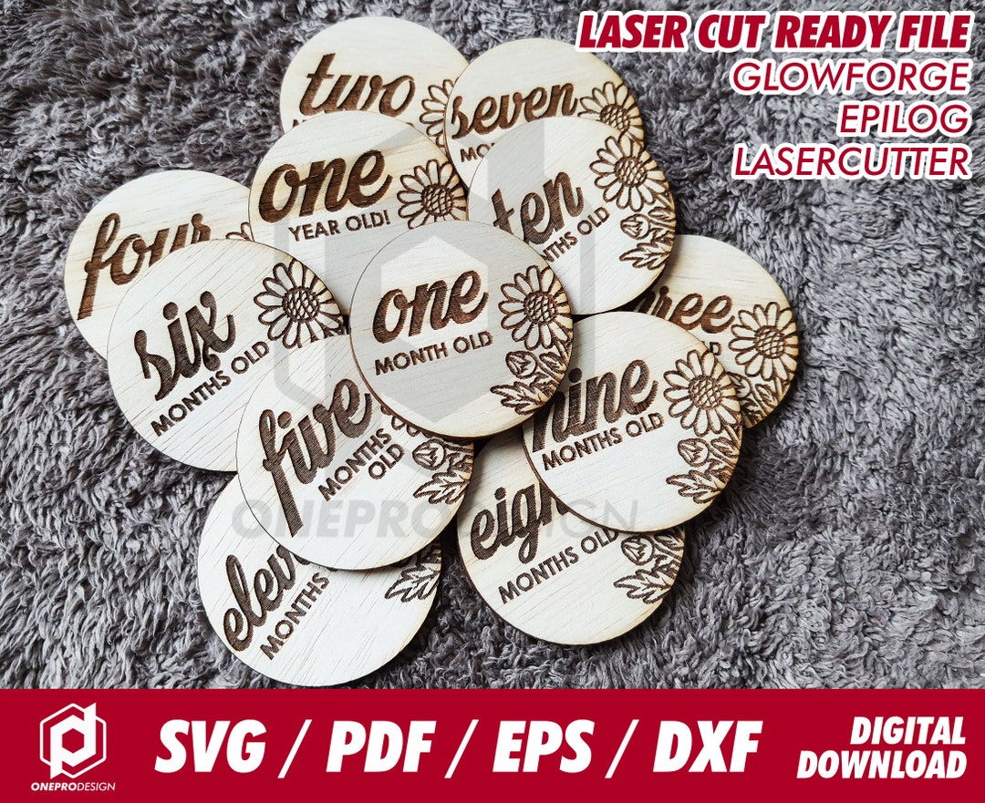 Wooden Baby Milestone Daisy Flower - Svg / Pdf / Eps / Dxf Laser Cut ...