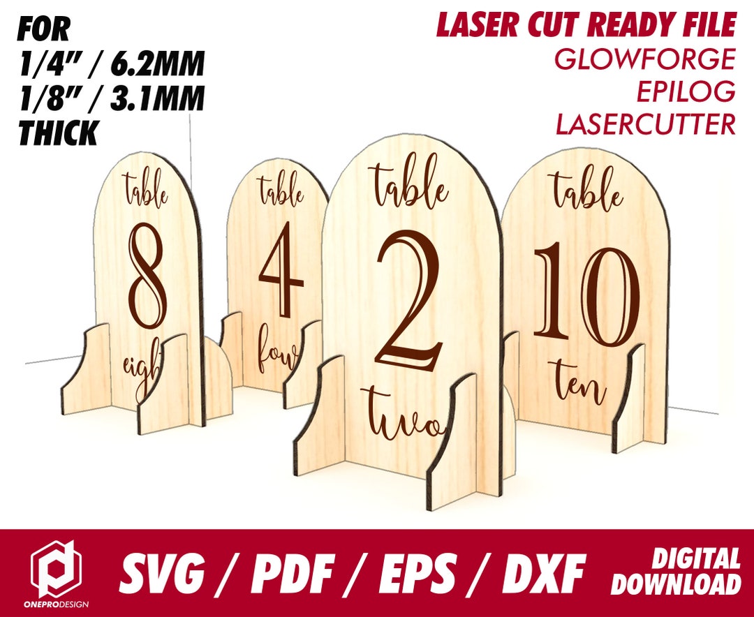 Table Signage for Wedding and Event - Svg / Pdf / Eps / Dxf Laser Cut ...