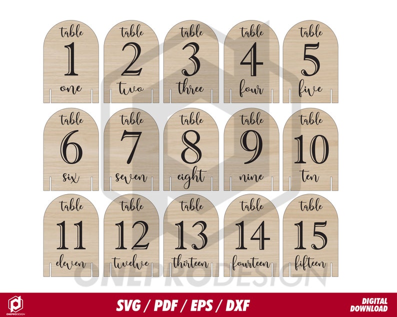 Table Signage for Wedding and Event - Svg / Pdf / Eps / Dxf Laser Cut ...