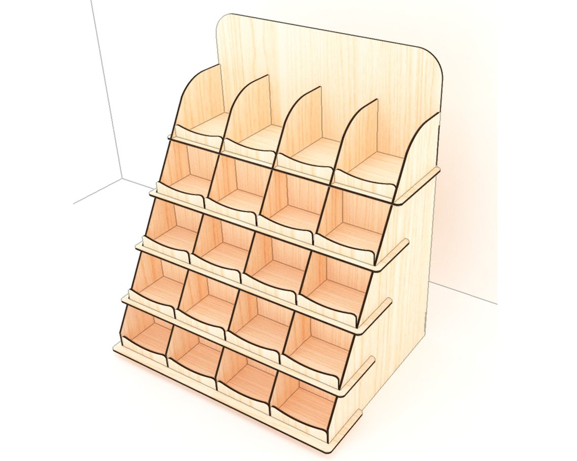 Display Shelf 20 Slots, File for 1/8" Wood - Svg / Pdf / Eps / Dxf ...