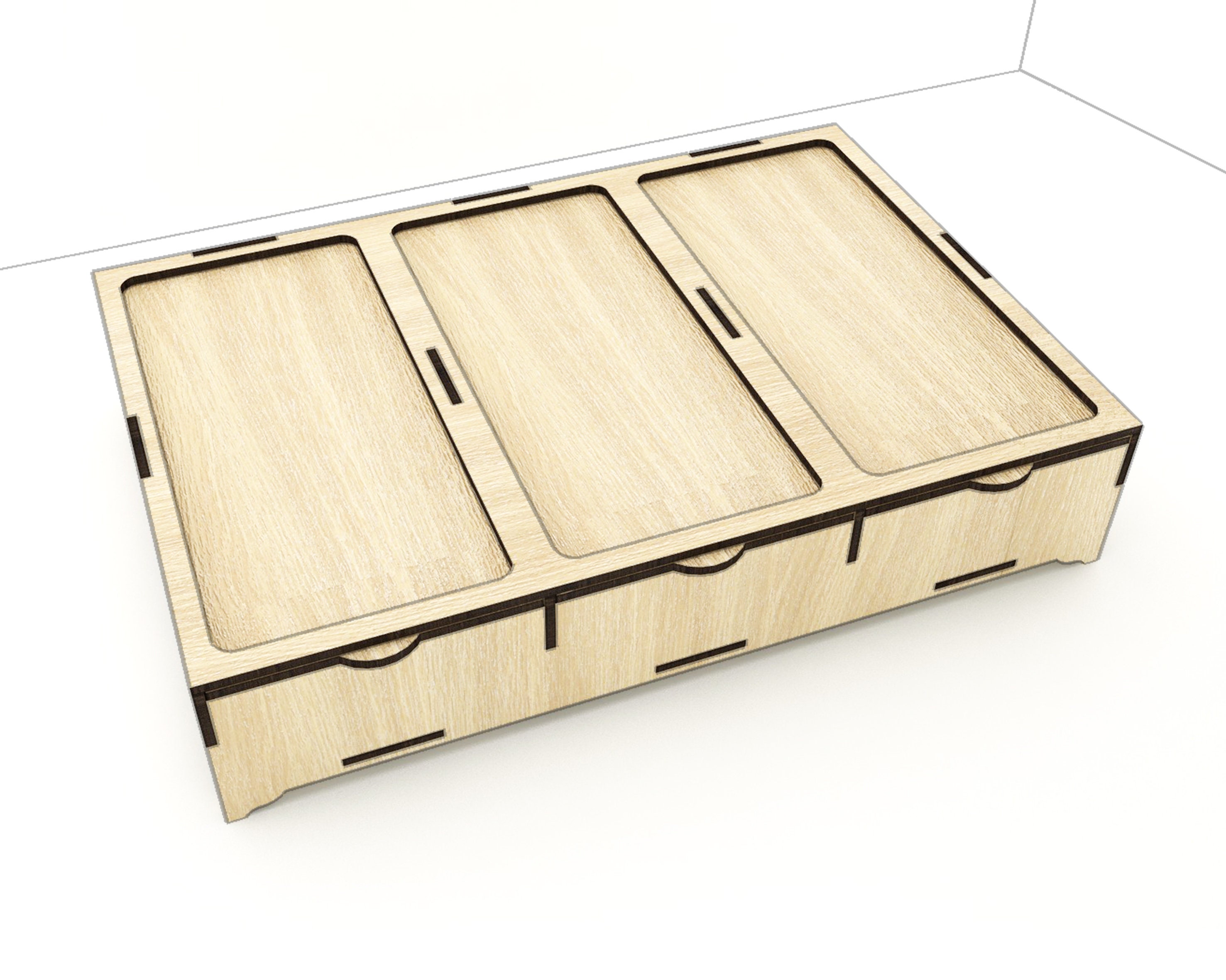 Boxes Slid Lid With 3 Compartment, 2 Sizes, for 1/8" or 3.1mm Thk Wood ...