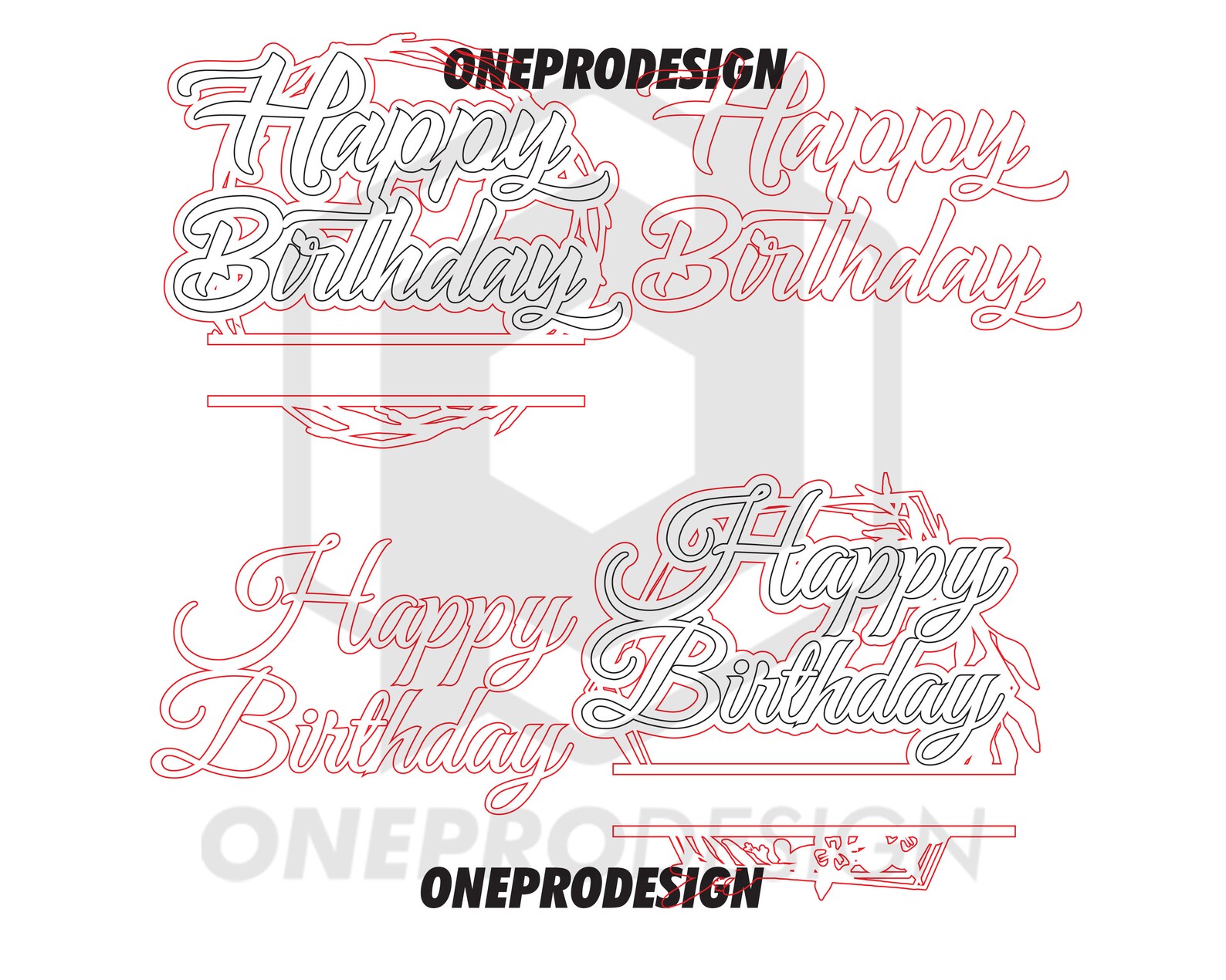 Happy Birthday Signage Split Monogram 5 Designs - Svg / Pdf / Eps / Dxf ...