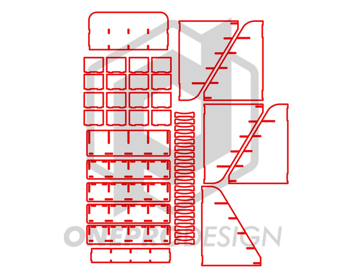 Display Shelf 20 Slots, File for 1/8" Wood - Svg / Pdf / Eps / Dxf ...
