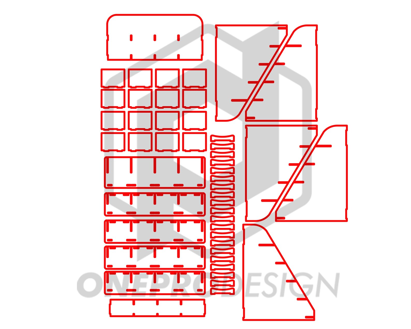 Display Shelf 20 Slots, File for 1/8" Wood - Svg / Pdf / Eps / Dxf ...