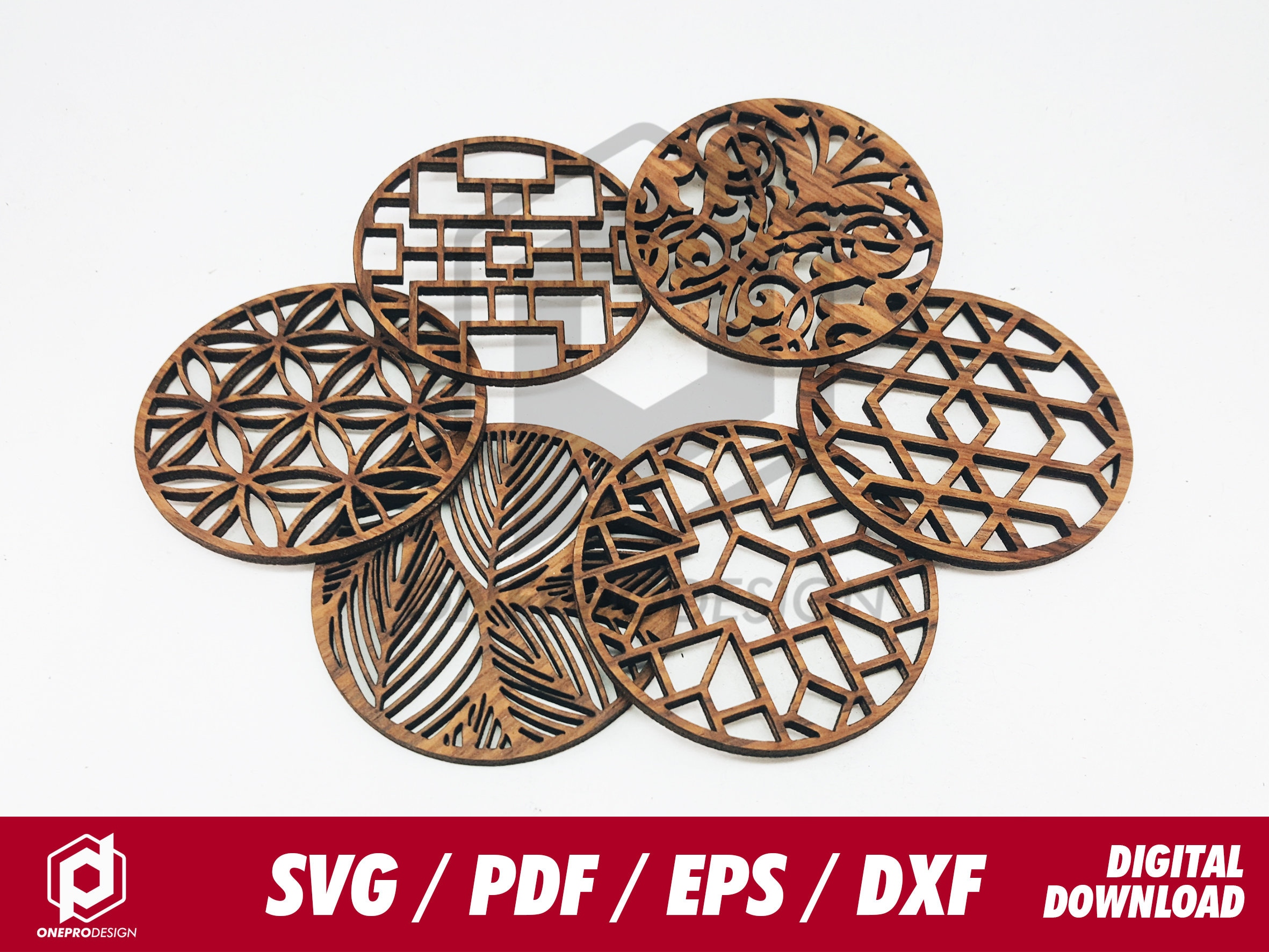 6 Design Coaster With Box 10cm X 10cm X 3.5cm Svg / PDF / - Etsy