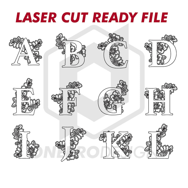 Full Alphabet Monogram, Hibiscus Flower Design 26 Letters - Svg / Pdf ...