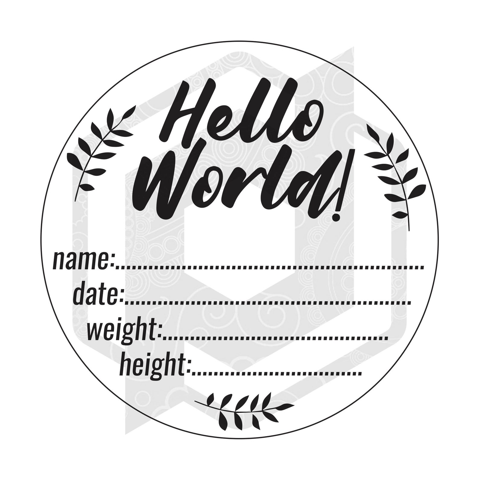 Hello World Birth Announcement Sign - Svg / Pdf / Eps / Dxf Laser Cut ...