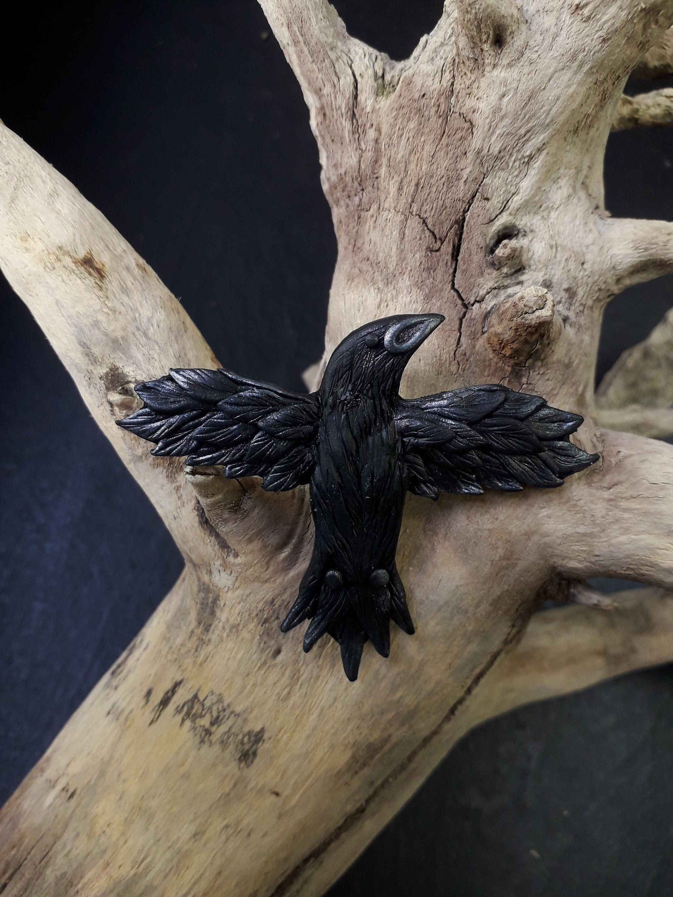 Raven brooch Gothic jewelry Witches totem Viking Raven | Etsy