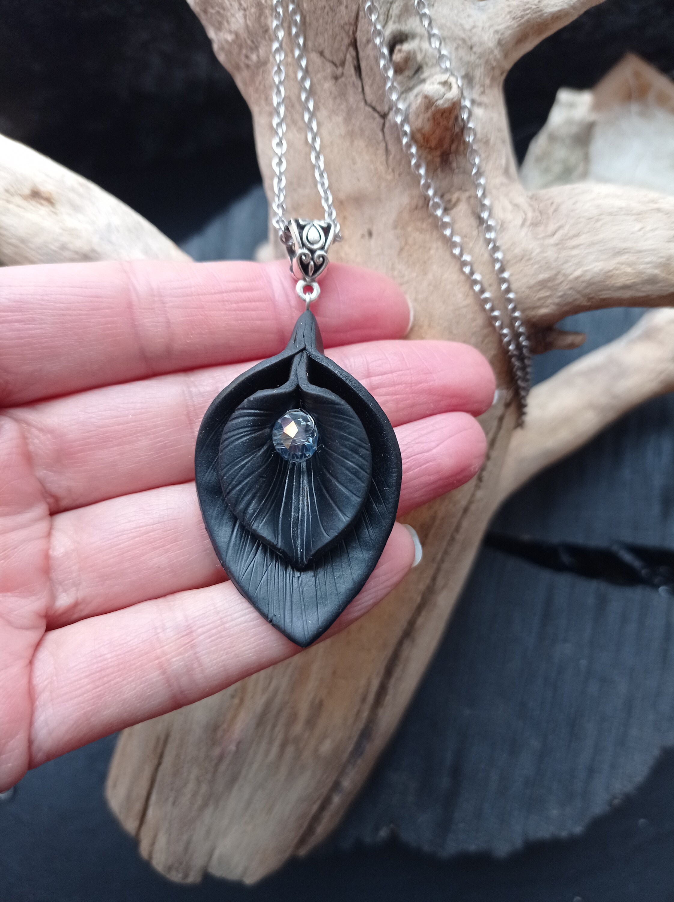 Black yoni pendant labia jewelry vulva necklace Vagina art | Etsy