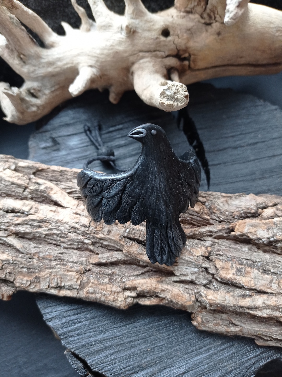 Handmade Polymer Clay Crow Bracelet: Gothic Biker Jewelry - Etsy UK