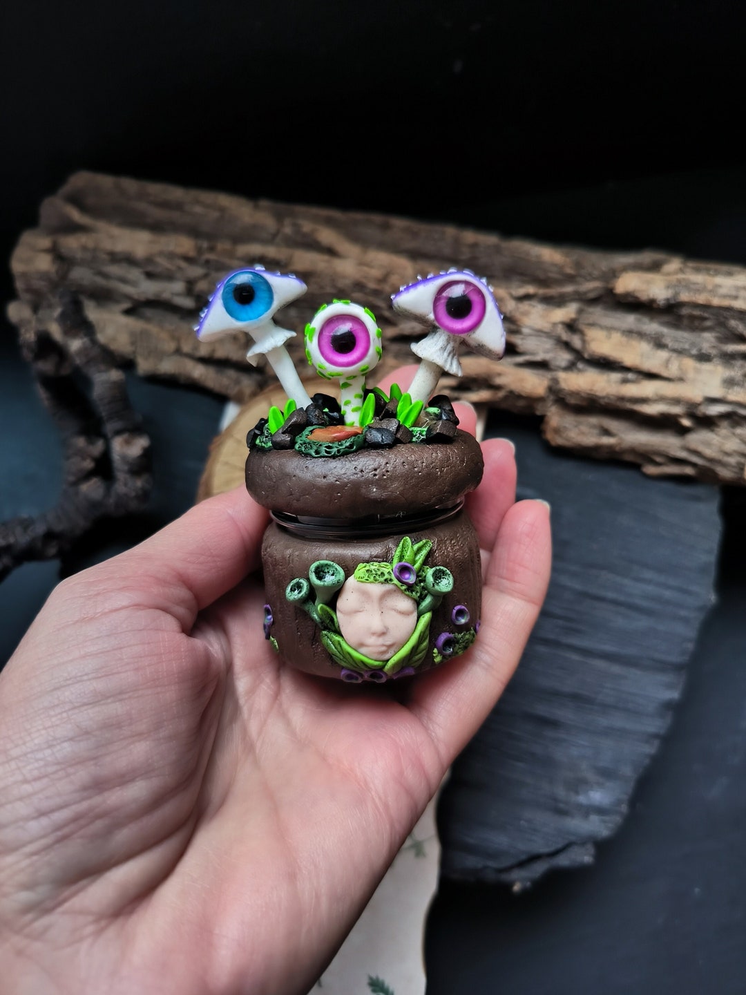 Small Potion Jar Creepy Eyes, Apothecary Jar Plant Eyes, Magic Bottle ...