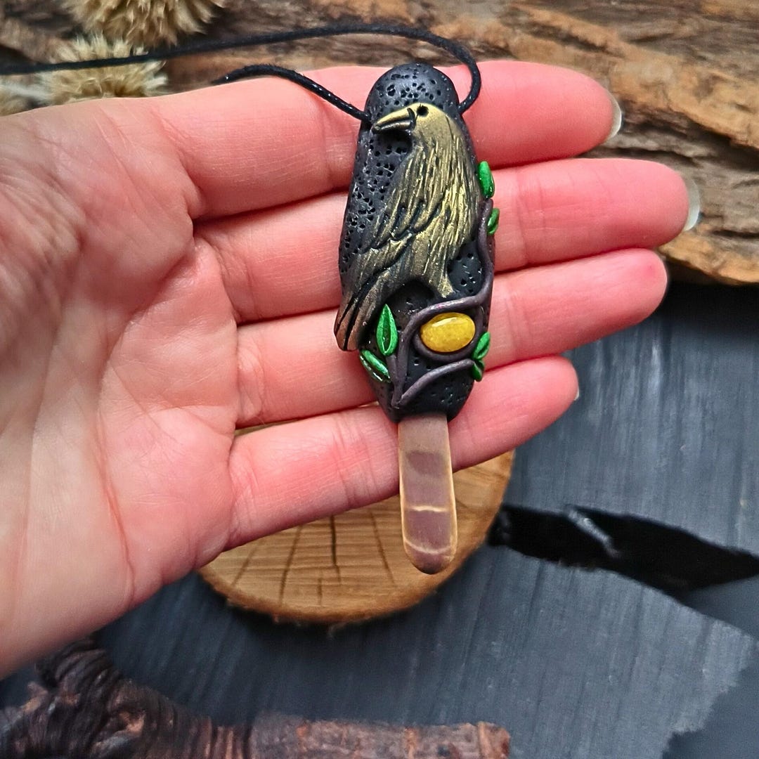 Radonite Crow Amulet Protection, Witchcraft Talisman Pendant - Etsy