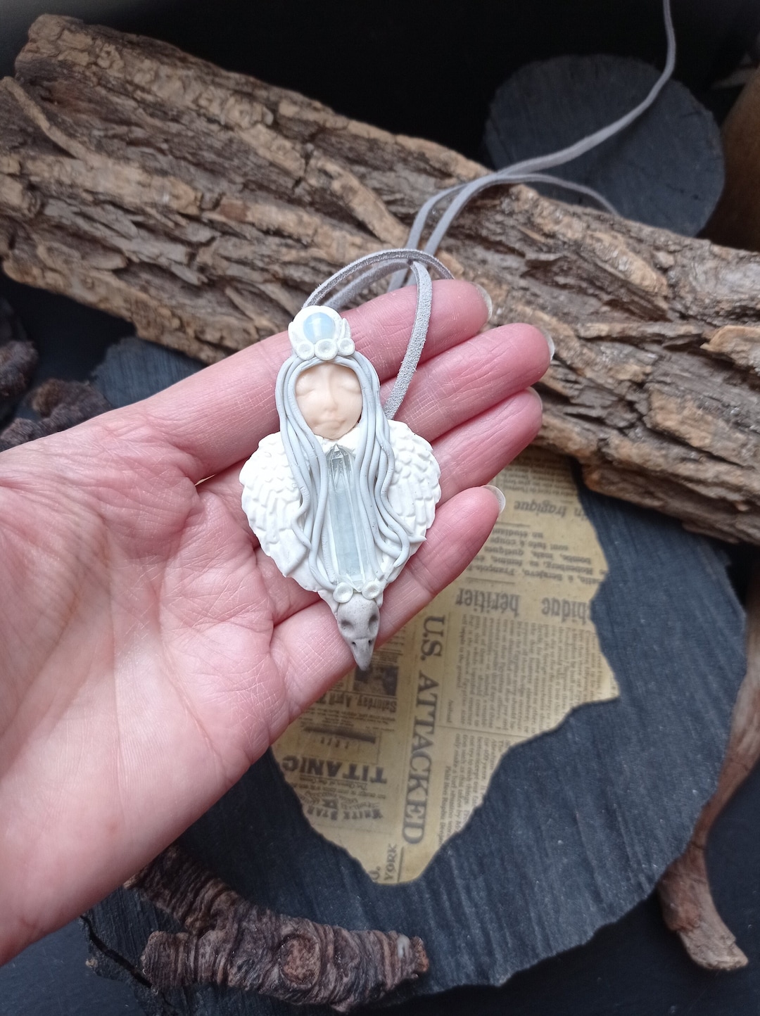 Raven Goddess Quartz Pendant: Winter Mara Necklace - Etsy