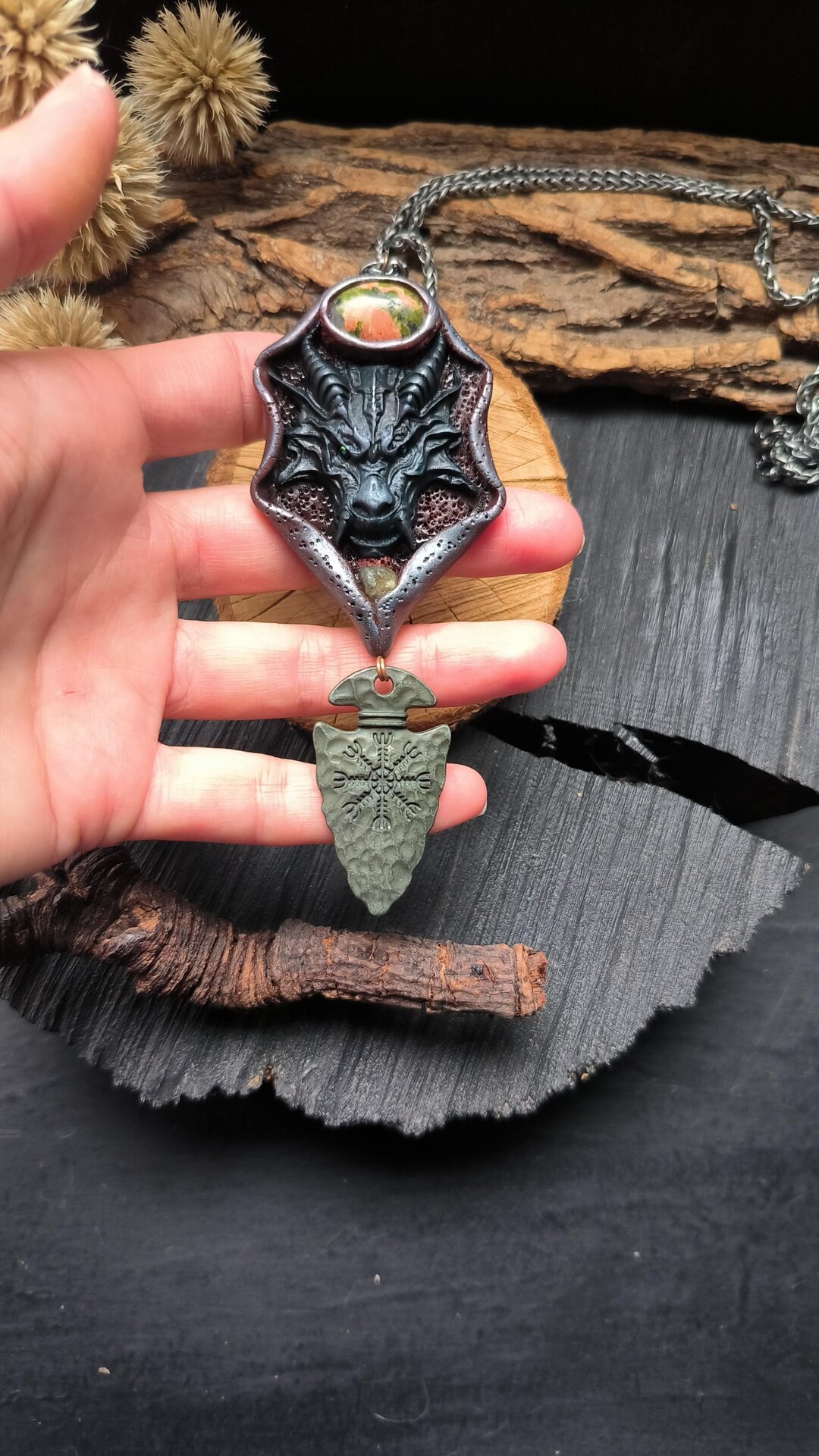 Men's Amulet With a Dragon, Fantasy Amulet - Etsy
