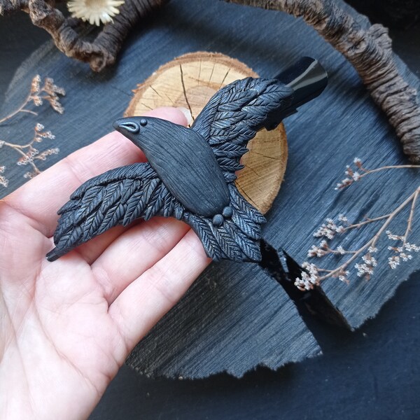 Raven Hair Clip - Etsy