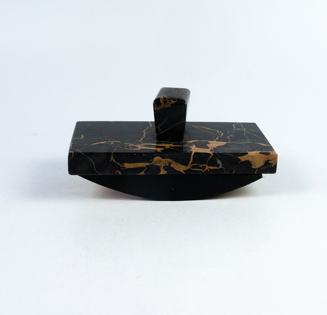 Marble Blotting Paper Holder, Desk Accessory, Black With Brown Veins ...