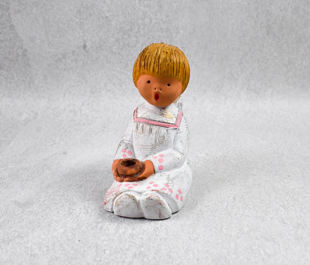 Singer Engel Jullar, Girl, Pink Polka Dots on Dress, Old Figurine ...