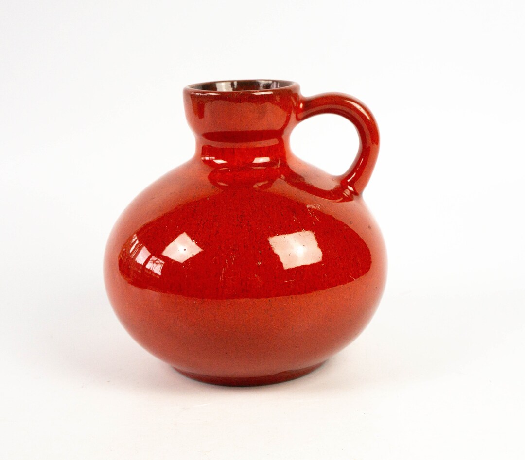 Vase Roth Keramik, Small Red Jug With Handle, Bottom Mark Illegible ...