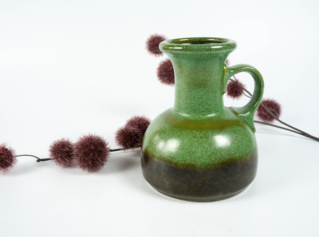 Steuler Vase, Various Shades of Green and Brown, With Handle, 1970s ...