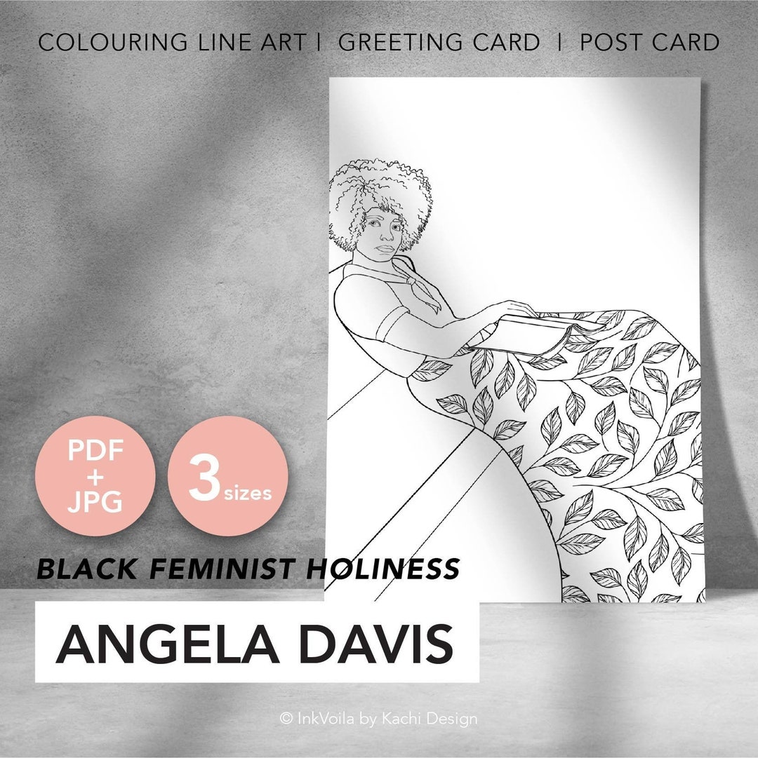 Angela Davis | Colouring Line Art Page | Digital Pack | Colour Your Own ...