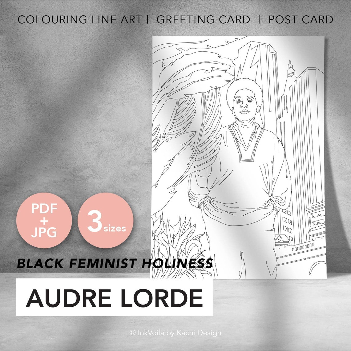 Audre Lorde | Colouring Line Art Page | Digital Pack | Colour Your Own ...